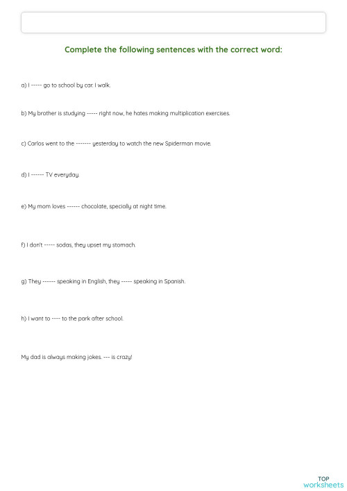 Initial Use of English Test. Interactive worksheet | TopWorksheets