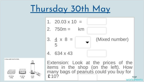 5 A Day 3-/5/24. Interactive worksheet | TopWorksheets