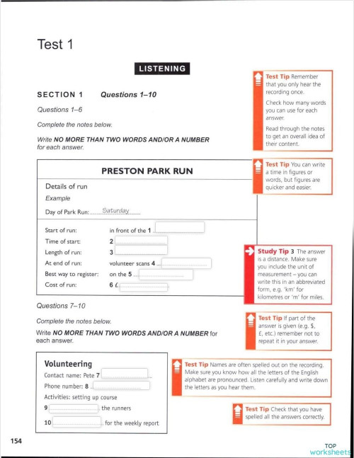 Starters - Listening - Sample Test 1. Interactive worksheet | TopWorksheets