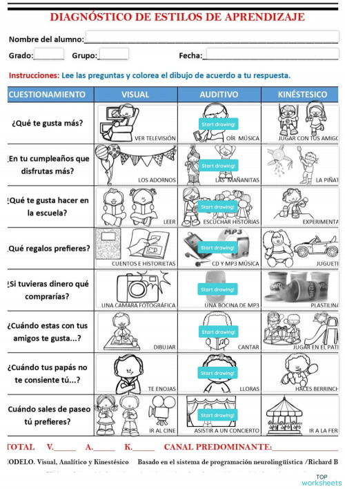 Estilos de aprendizaje. Ficha interactiva | TopWorksheets