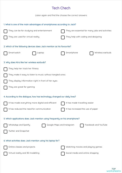 Listening: interactive worksheets and online exercises | TopWorksheets