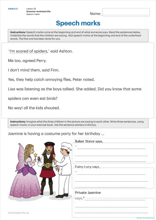 Lesson 29 Speech Marks. Interactive worksheet | TopWorksheets