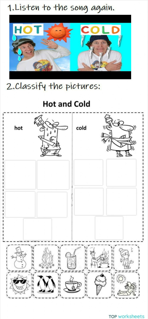 Hot vs cold. Interactive worksheet | TopWorksheets