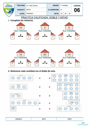 Práctica de doble y mitad. Ficha interactiva | TopWorksheets