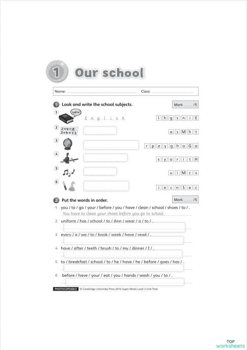 J3 Unit 1 test. Interactive worksheet | TopWorksheets