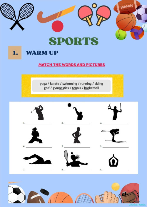 SPORTS A1 - A2. Interactive worksheet | TopWorksheets