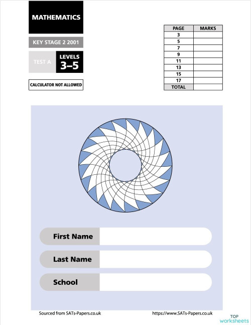 SAT_MATH_2001_Test A_Part 1. Interactive worksheet | TopWorksheets