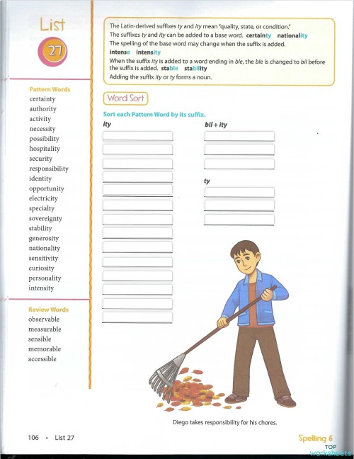 List 31 Word Pattern Pg 122. Interactive worksheet | TopWorksheets