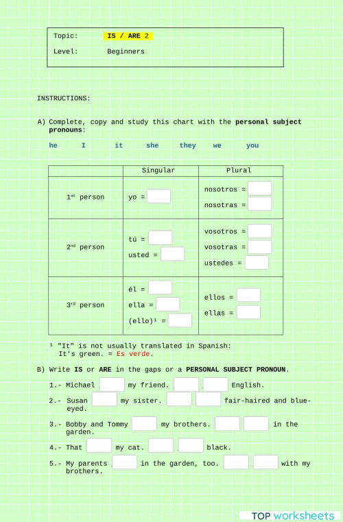 Subject pronouns tutorial 1. Interactive worksheet | TopWorksheets