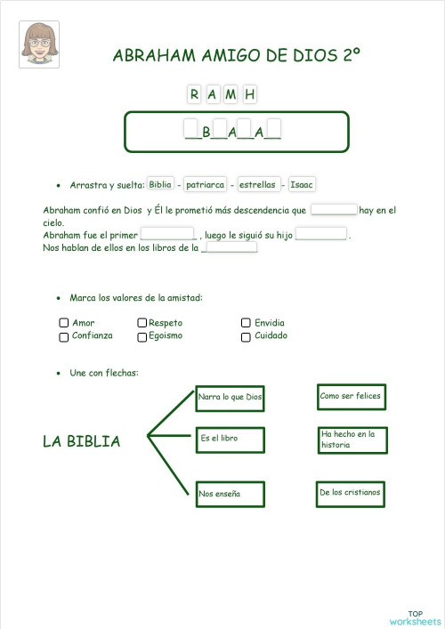 Abraham amigo de Dios 2º. Ficha interactiva | TopWorksheets