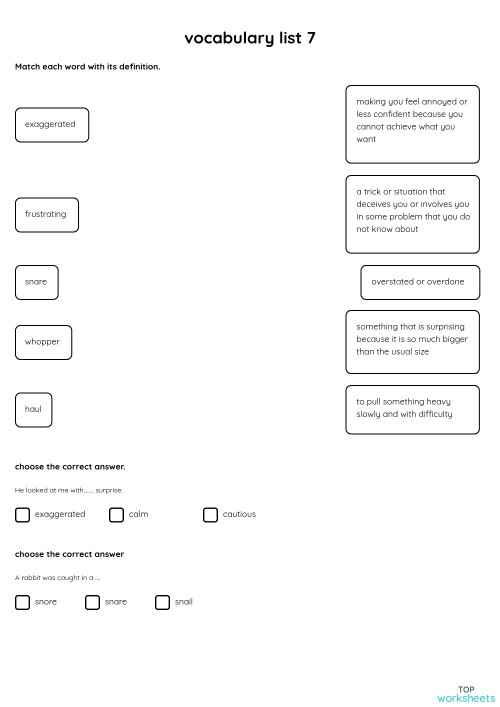 vocabulary list 7. Interactive worksheet | TopWorksheets