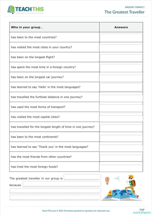 THE GREATEST TRAVELLER. Interactive worksheet | TopWorksheets