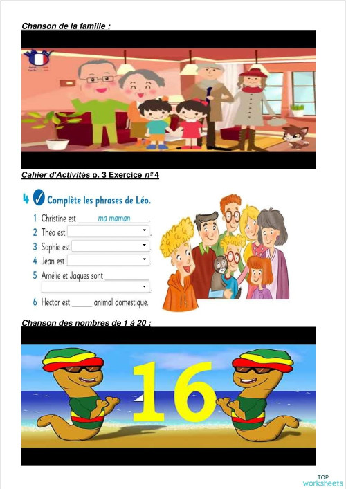 Vive la rentrée LE p 4 n 6 CA p 3 n 4 - 5. Fiche interactive ...