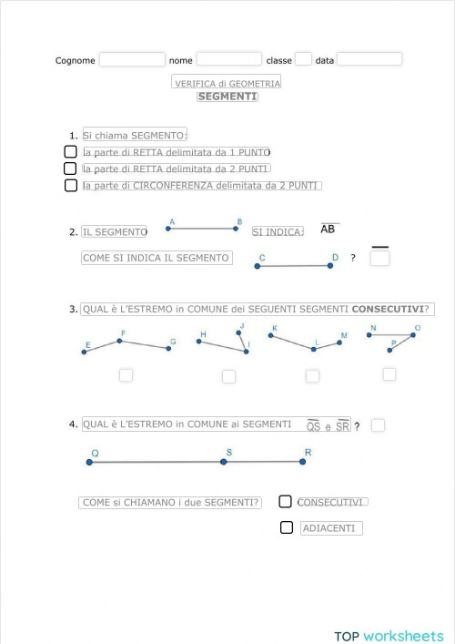 Segmenti. Scheda interattiva | TopWorksheets