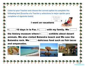 My vacations. Interactive worksheet | TopWorksheets