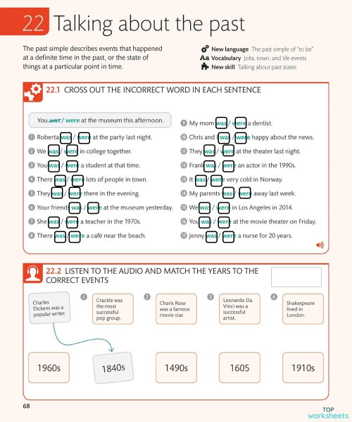 Actividad N° 1 - Talking about the Past. Interactive worksheet ...