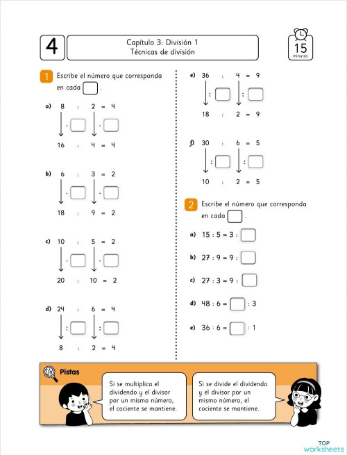 División: fichas interactivas y ejercicios online | TopWorksheets