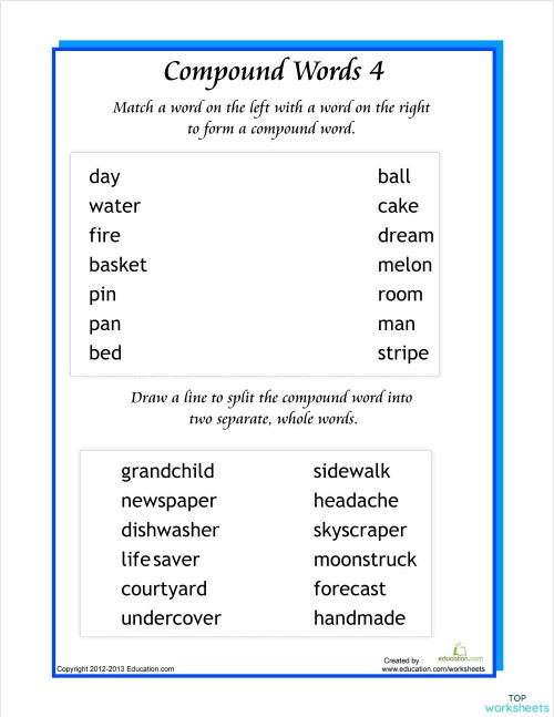 Compound Words 4. Interactive worksheet | TopWorksheets