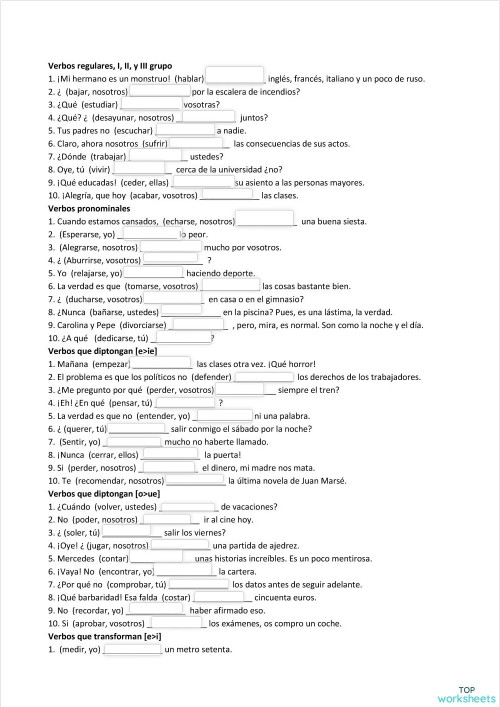 Pretérito Indefinido. Ficha interactiva | TopWorksheets