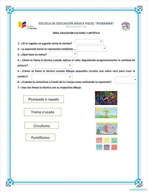 Educación Artística: fichas interactivas y ejercicios online ...