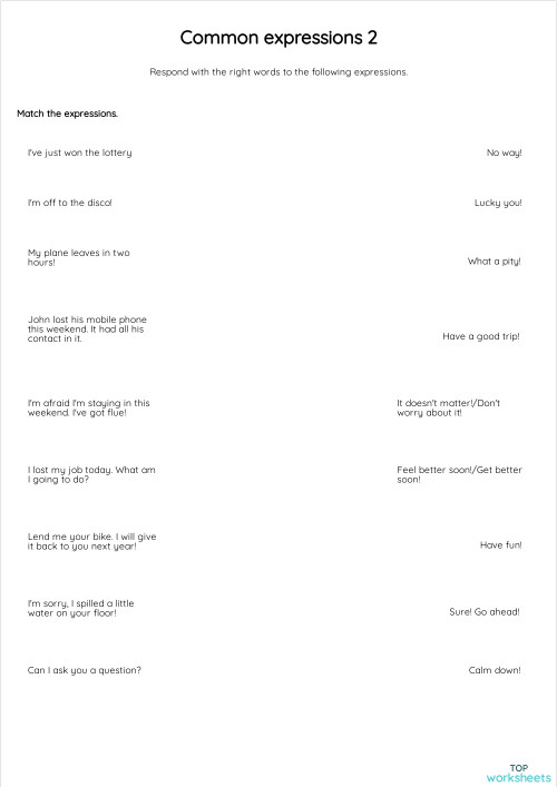 Common expressions 2. Interactive worksheet | TopWorksheets