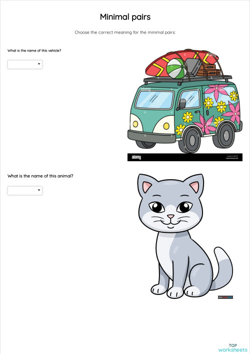 Minimal pairs. Interactive worksheet | TopWorksheets
