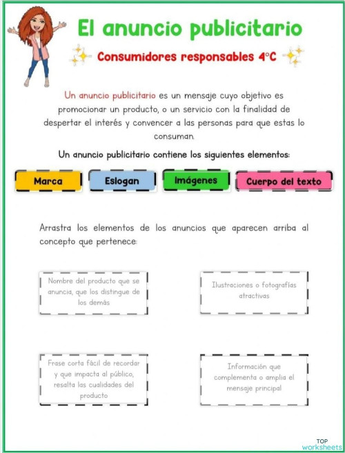 Textos publicitarios: fichas interactivas y ejercicios online ...