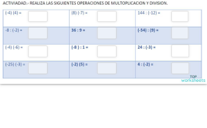 Multiplicaciones, divisiones y factores. Ficha interactiva | TopWorksheets
