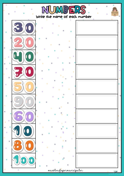 Write the name of each number. Interactive worksheet | TopWorksheets