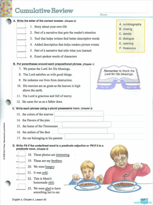 Lesson: 60: Cumulative Review Pg 115-116. Interactive worksheet ...