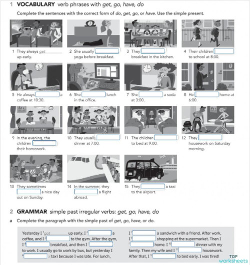 Exercises - present and simple past. Interactive worksheet | TopWorksheets