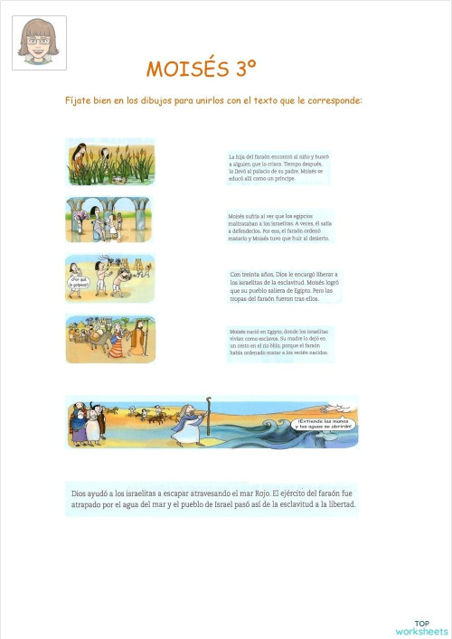 La vida de Moisés 3º. Ficha interactiva | TopWorksheets