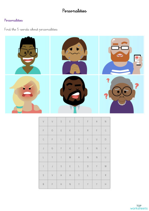 Personalities. Interactive worksheet | TopWorksheets