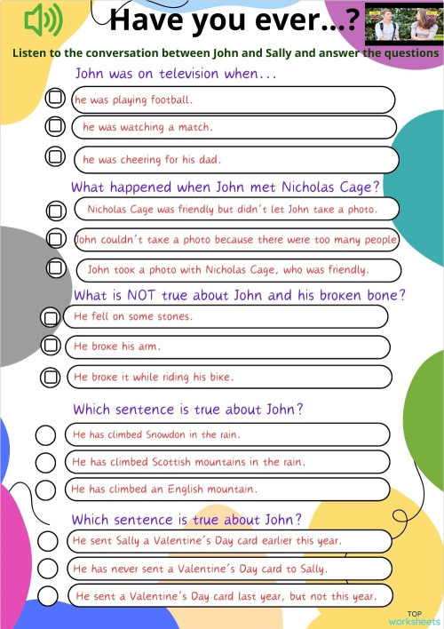 Listening comprehension: interactive worksheets and online exercises ...
