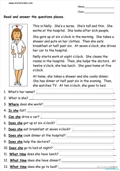 Present simple 3rd person - read and answer questions. Interactive ...