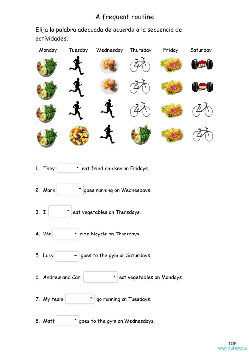 A Frequent Routine. Interactive worksheet | TopWorksheets