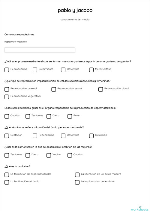 pablo y jacobo. Ficha interactiva | TopWorksheets