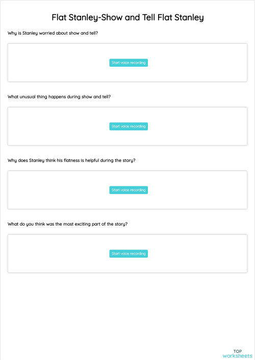 Flat Stanley-Show and Tell Flat Stanley. Interactive worksheet ...