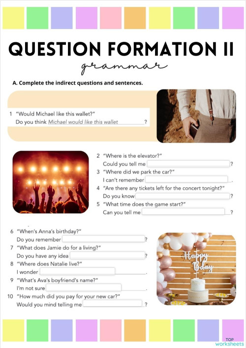 QUESTION FORMATION II. Interactive worksheet | TopWorksheets