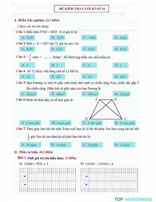 Interactive worksheets and online exercises in vietnamese | TopWorksheets