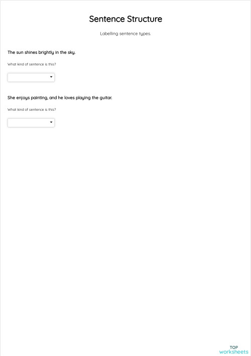 Sentence Structure. Interactive worksheet | TopWorksheets