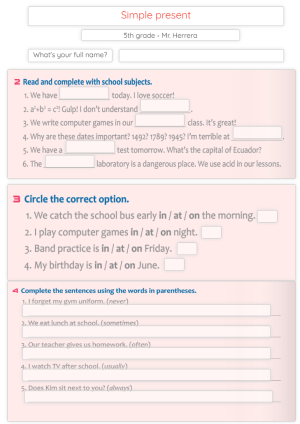 Simple present 5th grade pg 24 - 25. Ficha interactiva | TopWorksheets