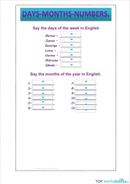 Months and Days. Speaking.. Interactive worksheet | TopWorksheets
