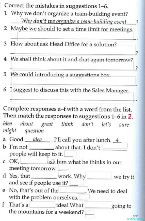 Functional phrases (making and responding to suggestions). Interactive ...