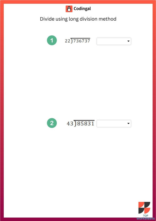 M_G04M04L11_WC02_Divide using long division. Interactive worksheet | TopWorksheets