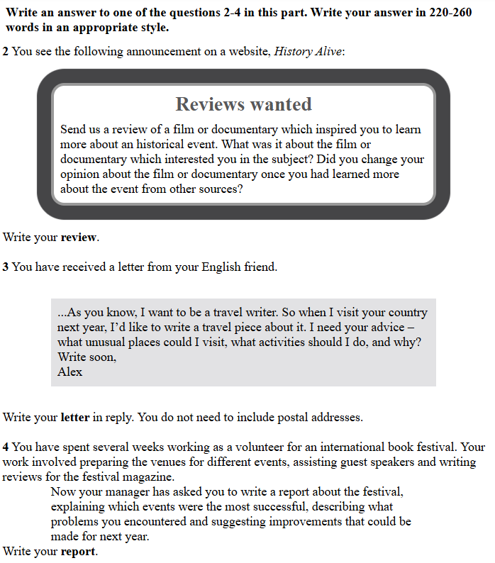 Test 3 CAE Practice Tests PAPER 2 - WRITING PART 1/2. Interactive ...