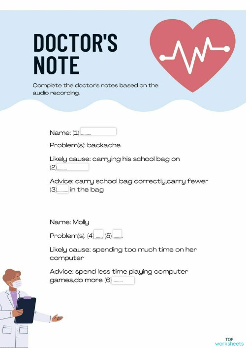 Doctor's note. Interactive worksheet | TopWorksheets