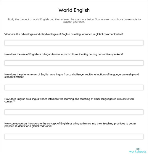 World English. Interactive worksheet | TopWorksheets