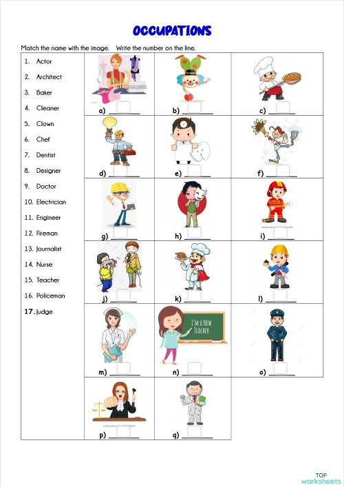 Occupations. Interactive worksheet | TopWorksheets