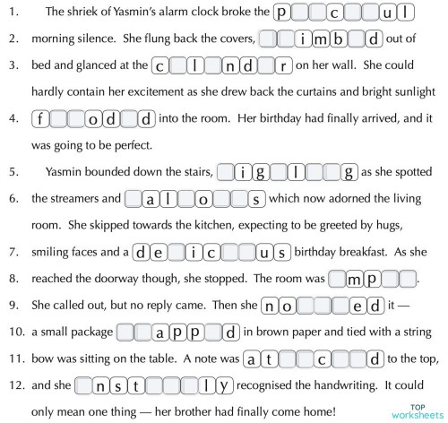 9-10 Cloze T1 1. Interactive worksheet | TopWorksheets